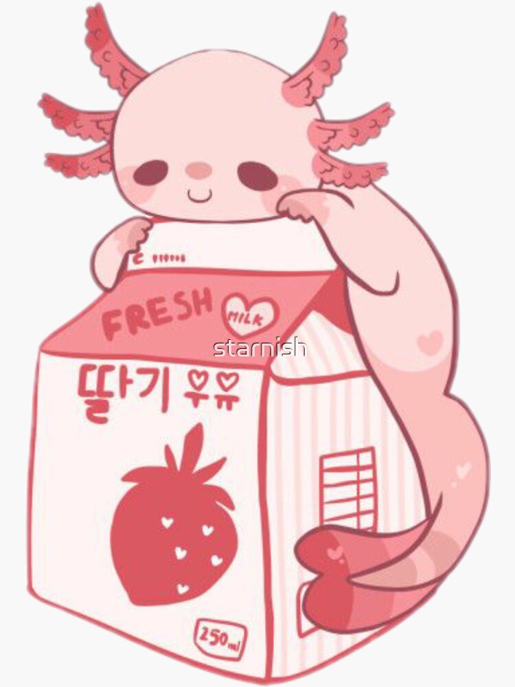 Pegatina «Cute Snaxolotl Kawaii Axolotl - Kawaii Cottagecore Aesthetic ...