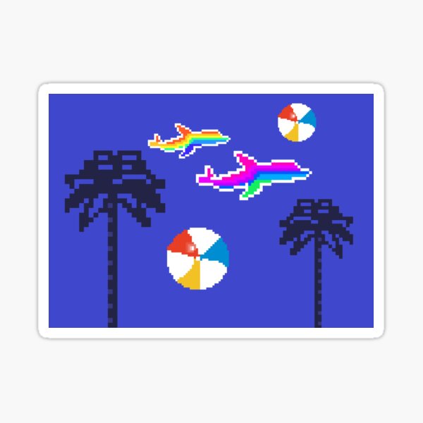 "8-bit beach scene" Sticker for Sale by autumnalmanac | Redbubble