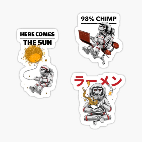 "Ramen is eaten by a space monkey" Sticker for Sale by TakumaOta ...