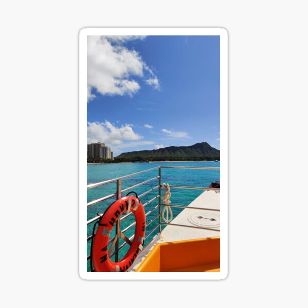 "Waikiki beach Diamond head" Sticker by Tminimalist | Redbubble