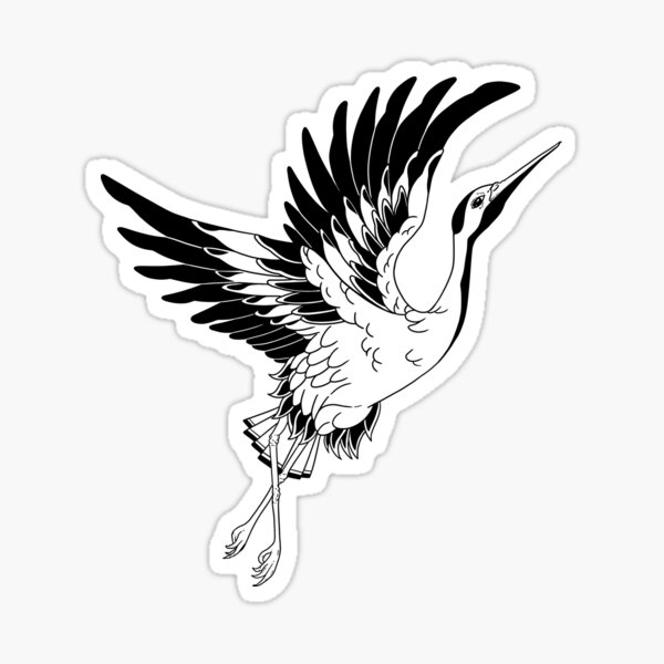 "Japanese crane" Sticker for Sale by Juuusth | Redbubble