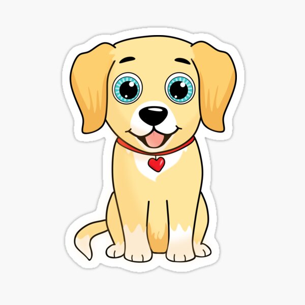 "cute labrador puppy cartoon - happy and cute" Sticker by ...