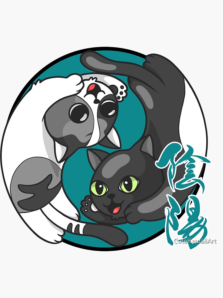 " Cute Chibi Yin Yang Cats - two cheeky cats by Cute Kawaii Art - with ...
