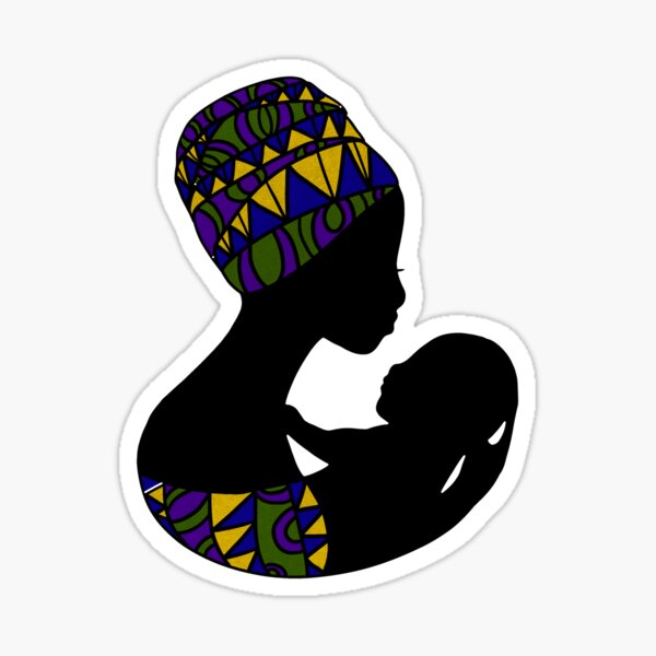 "African Mom, Afro Woman with Baby, Black Pride, Mama Africa " Sticker ...