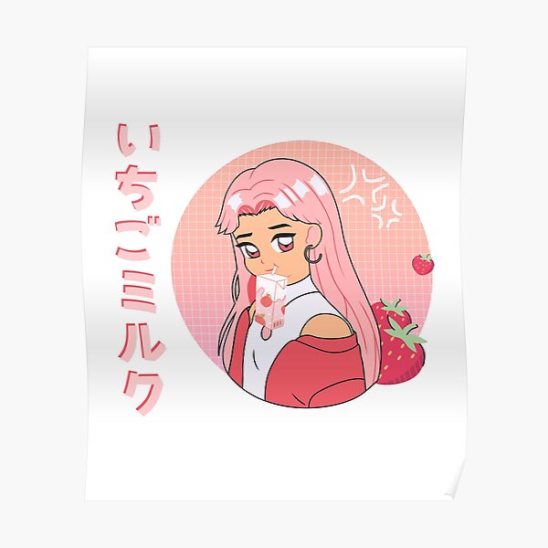 "Aesthetic Anime Strawberry Milkshake For Otaku" Poster for Sale by ...
