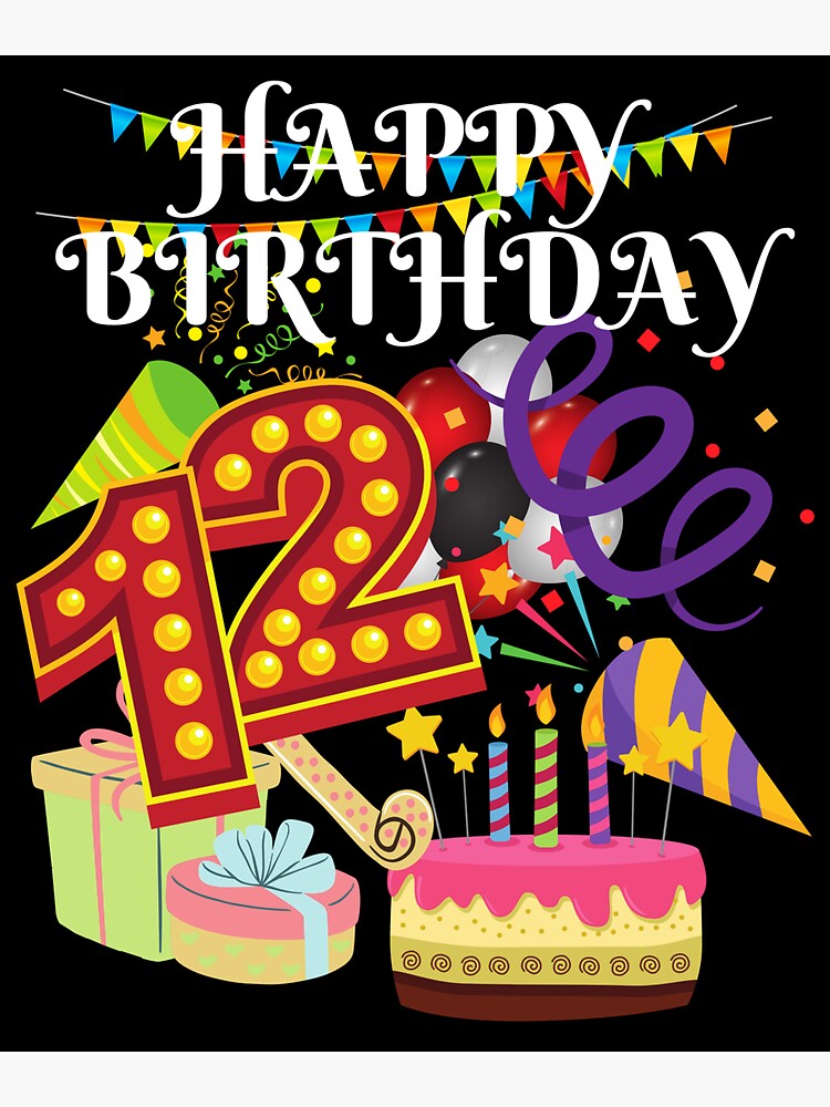 "HAPPY BIRTHDAY, PARTY SCENE, CELEBRATION, HAPPY 12th BIRTHDAY" Sticker ...