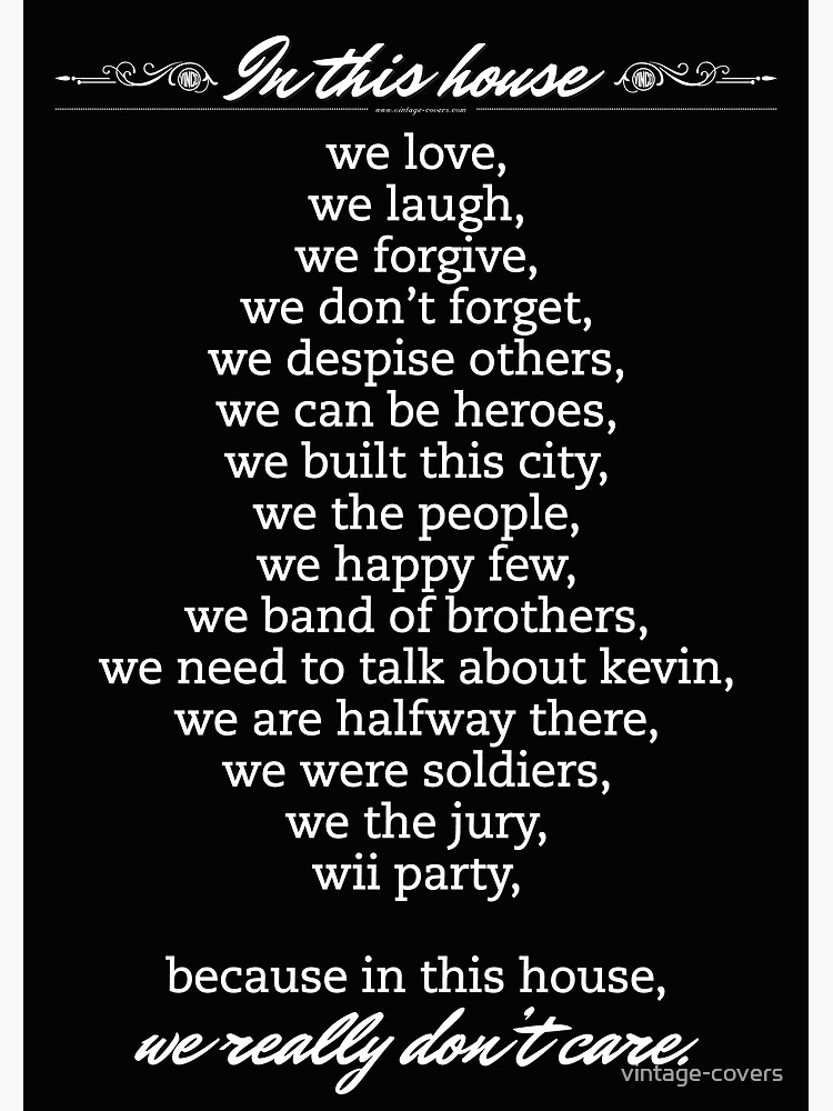 "In this house..." Poster for Sale by vintage-covers | Redbubble