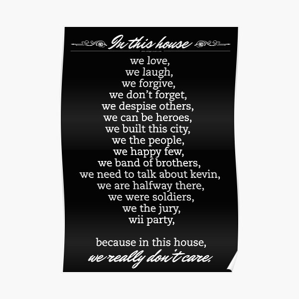 "In this house..." Poster for Sale by vintage-covers | Redbubble