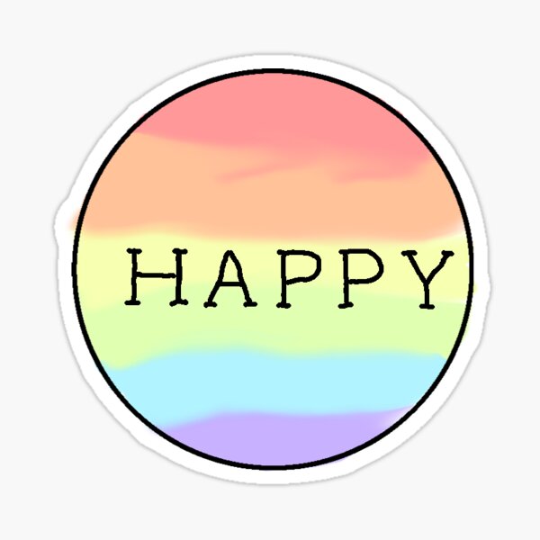 "happy ? " Sticker for Sale by izzy-doodle-art | Redbubble