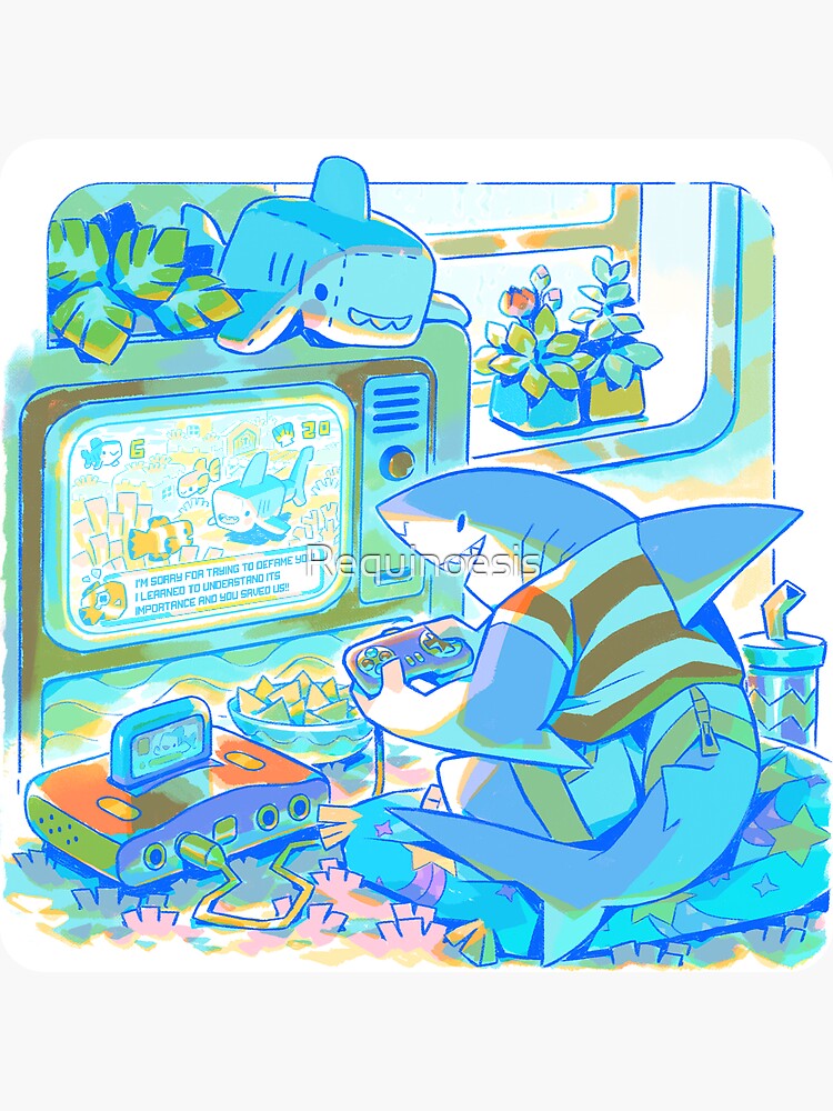 "Square Shark" Sticker for Sale by Requinoesis | Redbubble