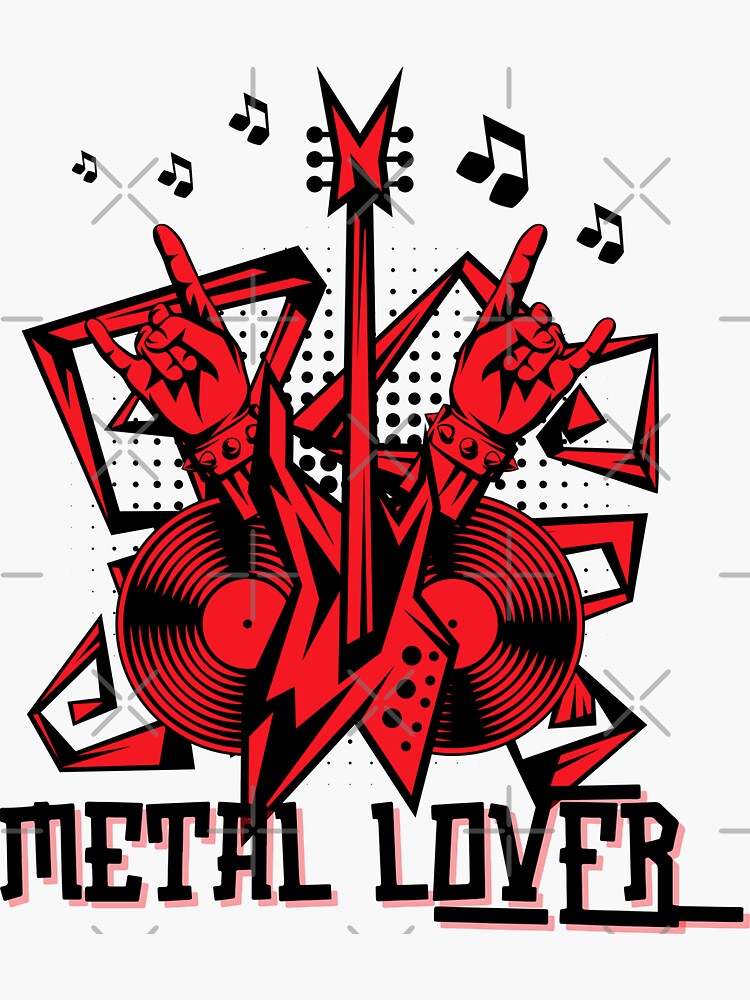 "Metal Lover Retro Rock - Hipster/Music/Meme" Sticker by Desandu ...