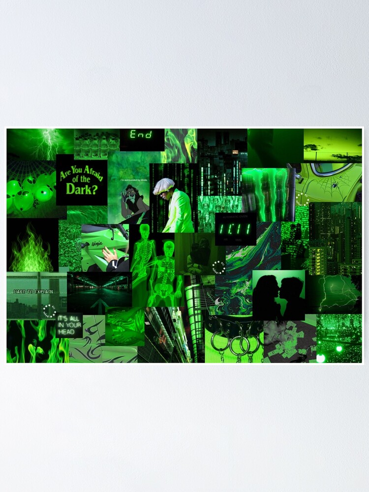 "Neon Green Aesthetic Collage" Poster by shaynarez | Redbubble