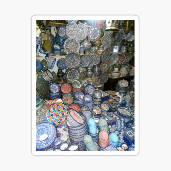 "Moroccan blue pottery" Sticker for Sale by exploramum | Redbubble