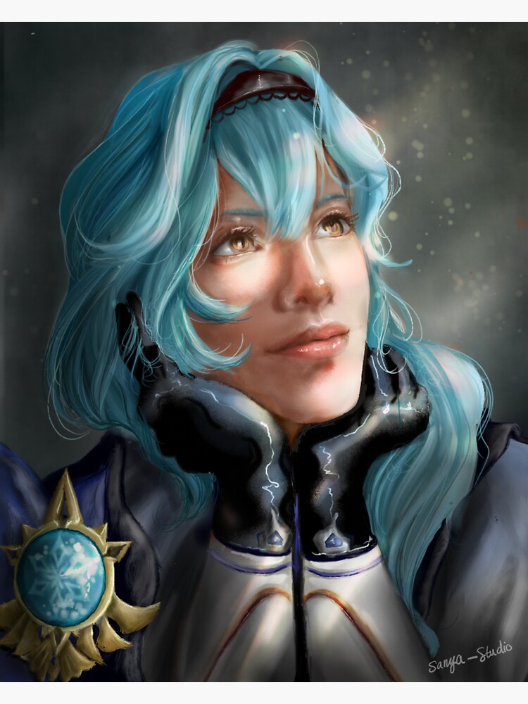 "Eula Genshin Impact Realistic Portrait Digital Art Print " Sticker by ...