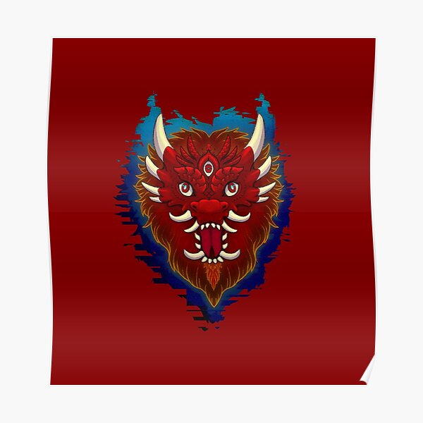 "Maned Dragon - Glitch" Poster by LannersLines | Redbubble