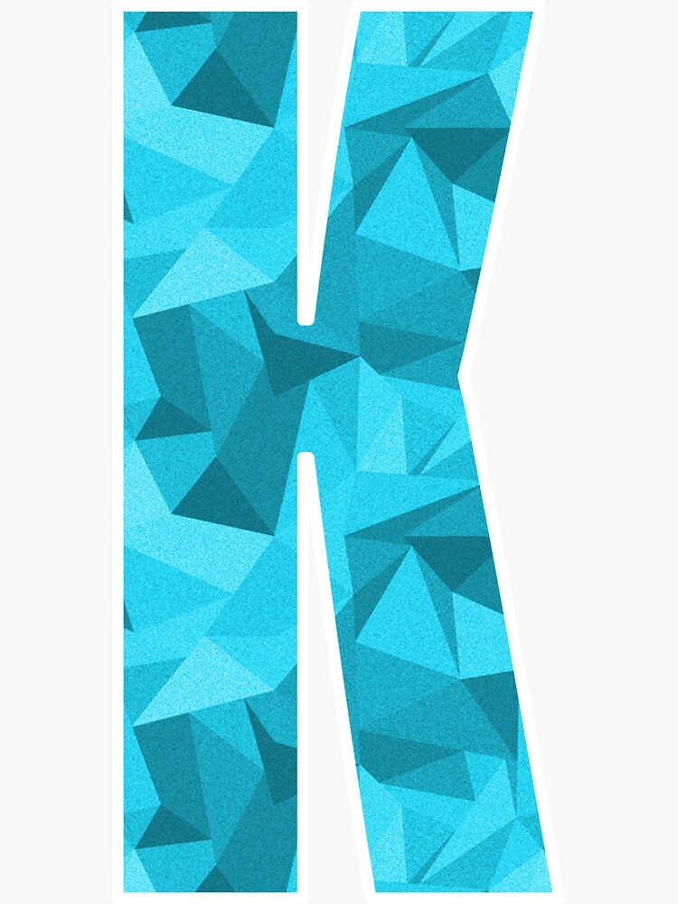 "Letter K, Monogram Letter Art of Cyan Blue Triangle Pattern" Sticker ...