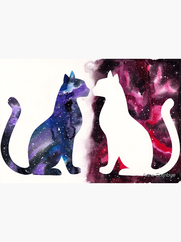 "Galaxy Cats, Blue Silhouette and Red Space" Sticker for Sale by ...