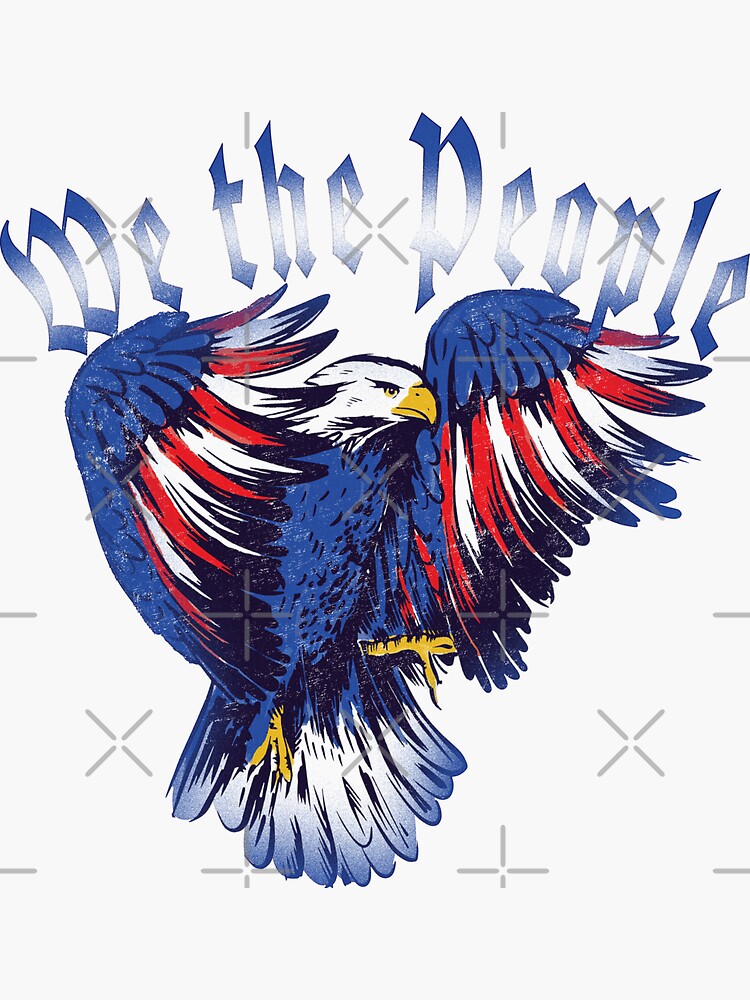 "Vintage Bald Eagle Patriotic US USA The Preamble Constitution" Sticker ...