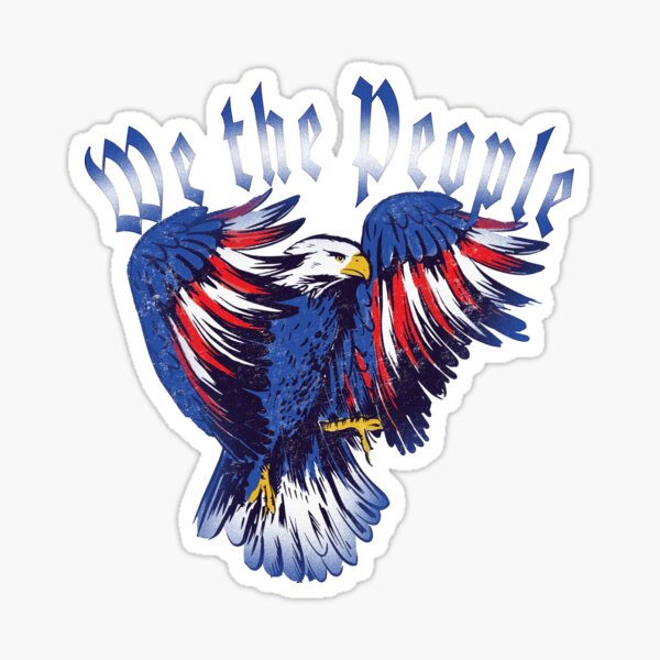 "Vintage Bald Eagle Patriotic US USA The Preamble Constitution" Sticker ...