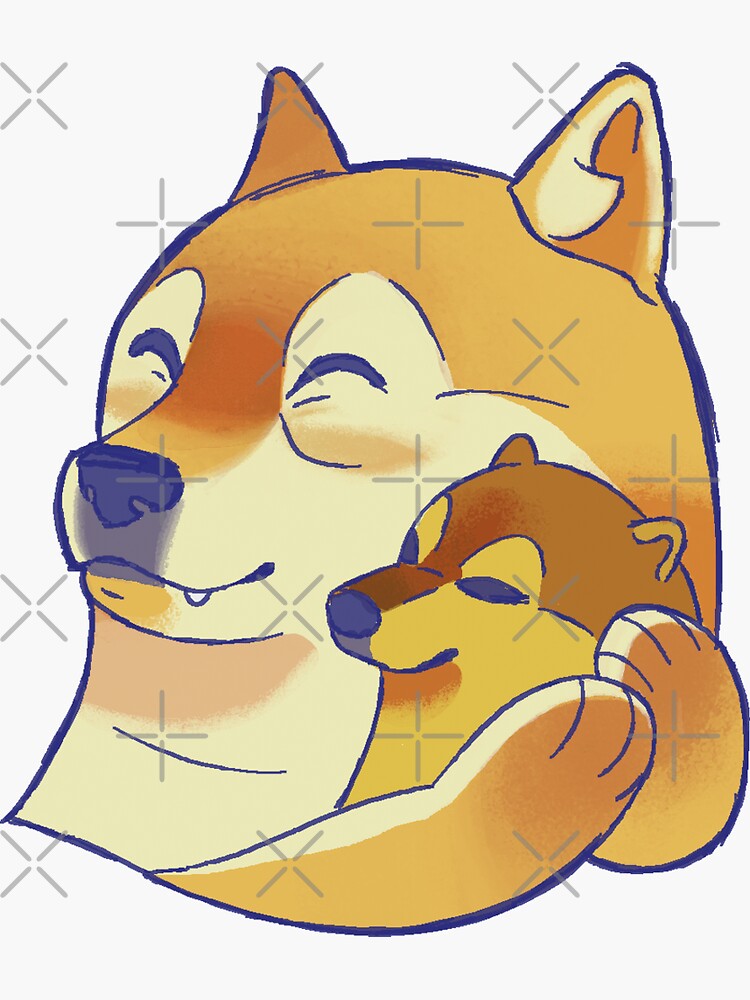 "DOGE HUGGING CHEEMS" Sticker for Sale by basbird | Redbubble