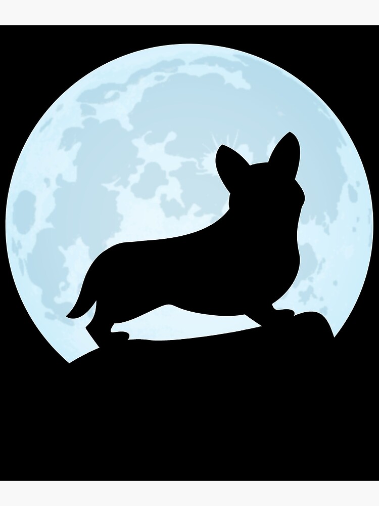 "Pembroke Welsh Corgi lover dog moon Corgi silhouette" Poster for Sale ...