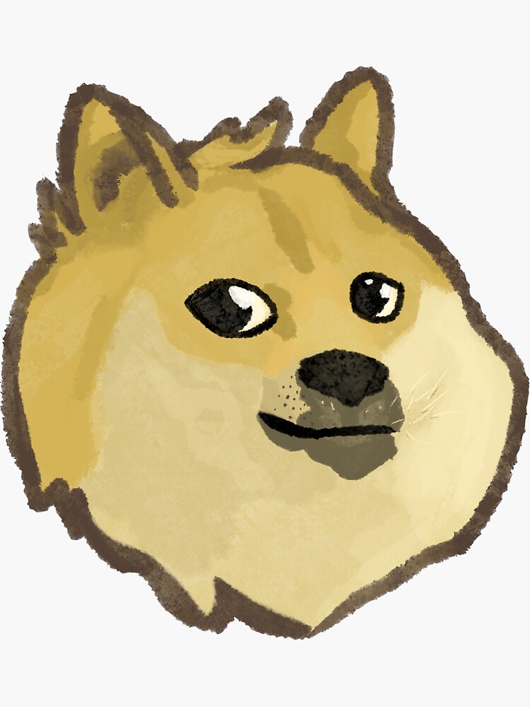 "Cute Right Facing Doge Head Chibi-Style" Sticker by AVIANC3 | Redbubble