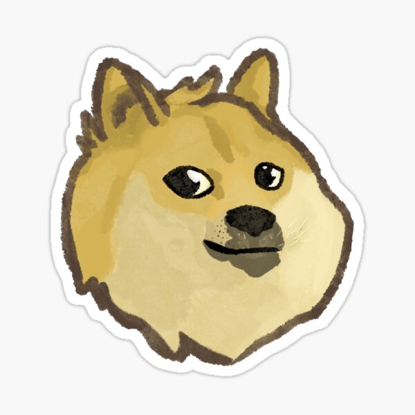 "Cute Right Facing Doge Head Chibi-Style" Sticker by AVIANC3 | Redbubble