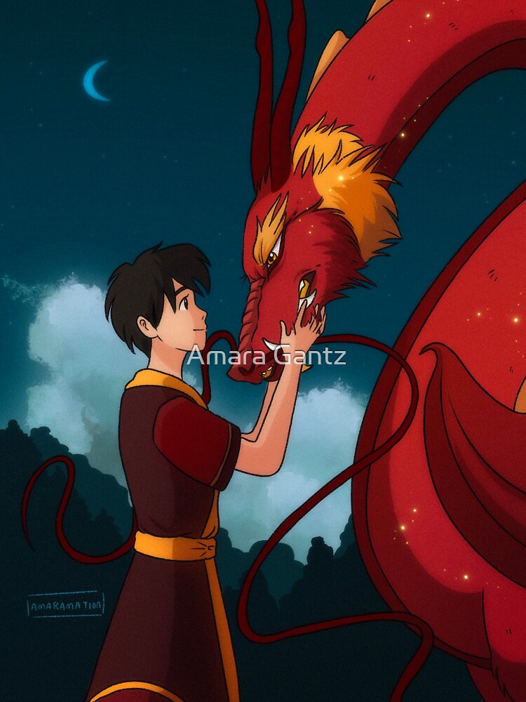"Zuko and Dragon (With Background)" Sticker for Sale by Amara Gantz ...