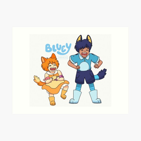 "Bluey as Humans!" Art Print for Sale by miyokonii | Redbubble