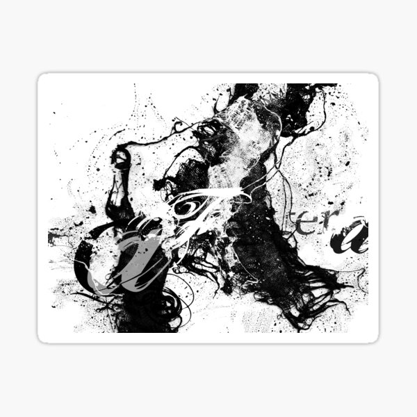 "Black and White expressionist digital abstract with typography ...