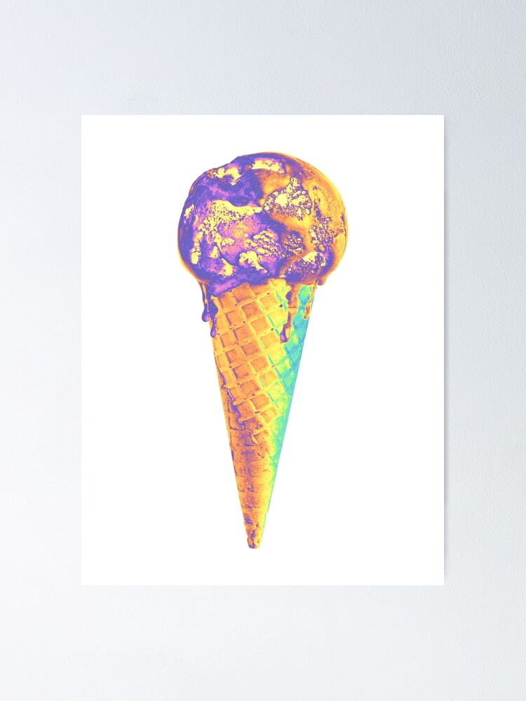 "Vaporwave Ice Cream - Iridescent, Holographic Original Design" Poster ...