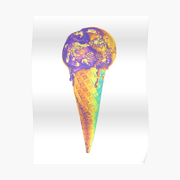 "Vaporwave Ice Cream - Iridescent, Holographic Original Design" Poster ...