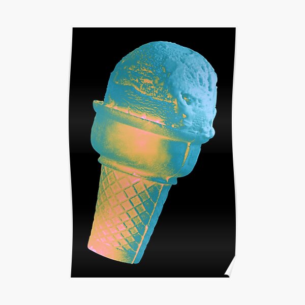 "Vaporwave Ice Cream cone in Teal & Orange, Iridescent, Holographic ...