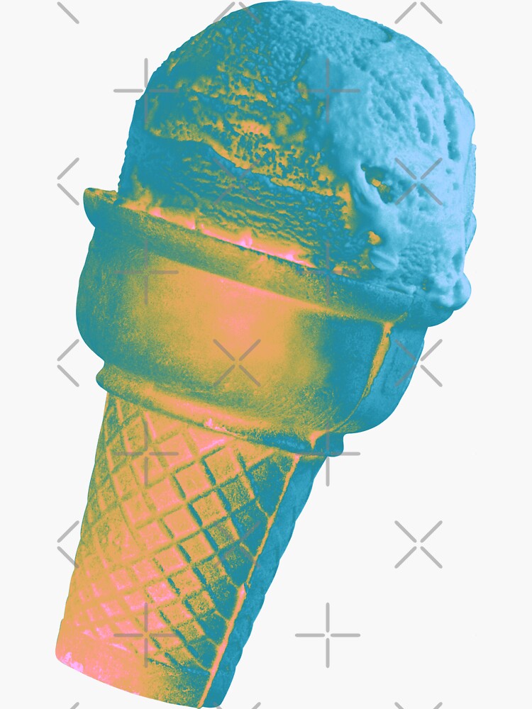 "Vaporwave Ice Cream cone in Teal & Orange, Iridescent, Holographic ...