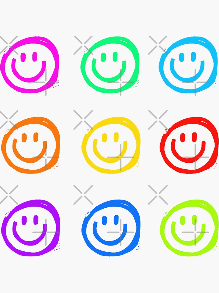 "Marker Smiley Faces - Colorful" Sticker for Sale by Critters-Corner ...
