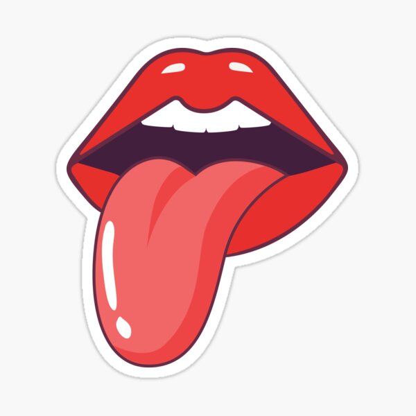 "Red lips with tongue and white teeth open mouth" Sticker by merch876 ...