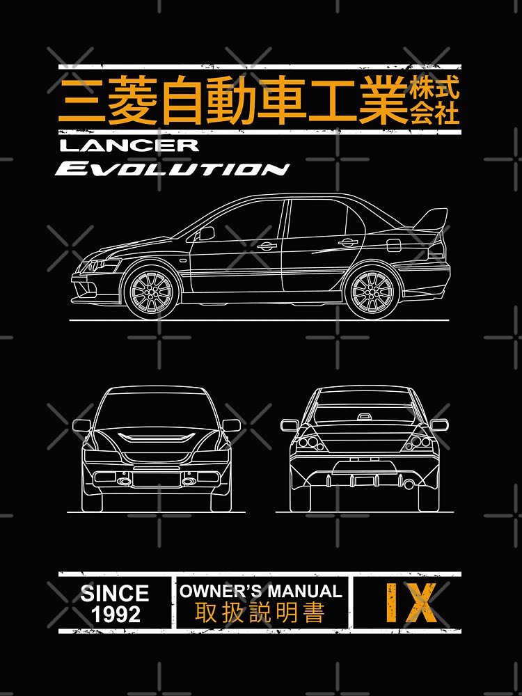 "Blueprint of the Evolution IX" Sticker for Sale by rogue-design ...