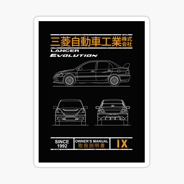 "Blueprint of the Evolution IX" Sticker for Sale by rogue-design ...