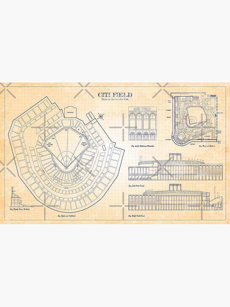 Citi Field (Old Blue Grid) Premium Matte Vertical Poster