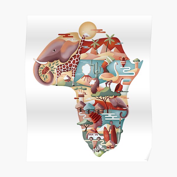 "African map wildlife & culture collage" Poster for Sale by TIWdesigns ...