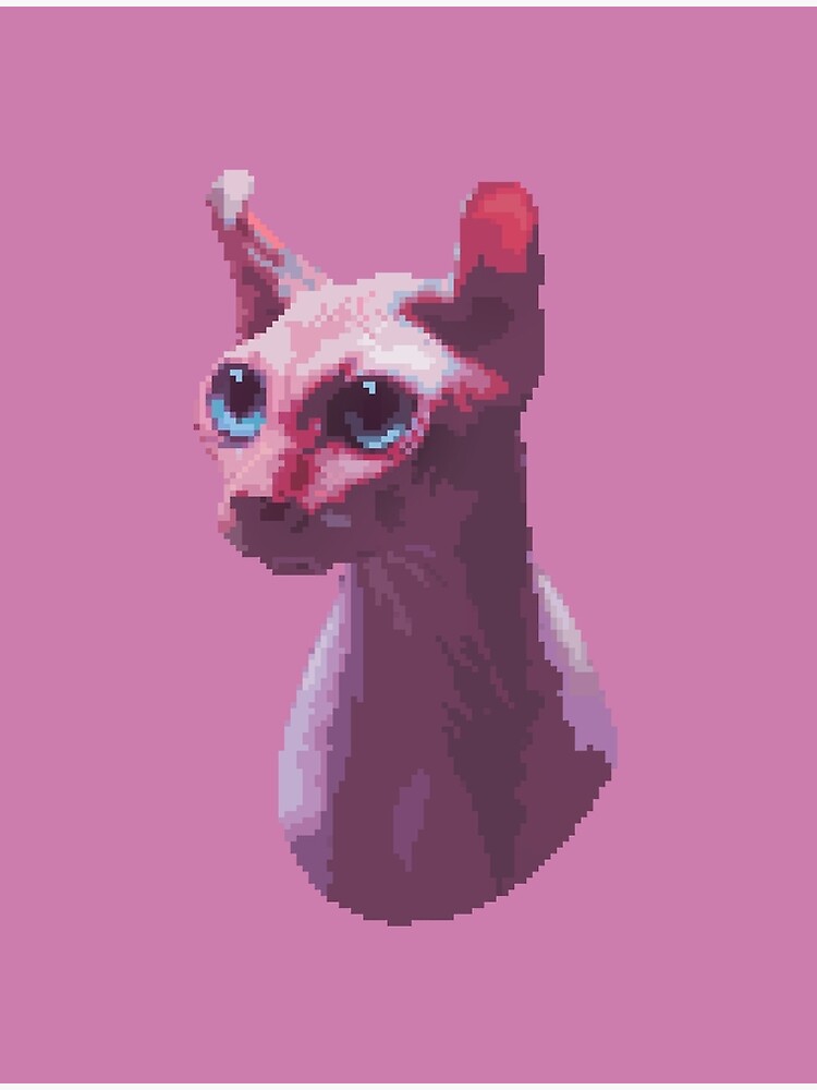 "purple sphynx cat head pixel art" Art Print for Sale by ...