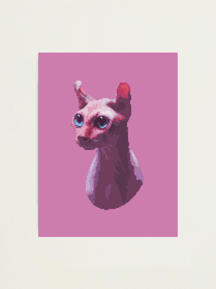 "purple sphynx cat head pixel art" Photographic Print for Sale by ...