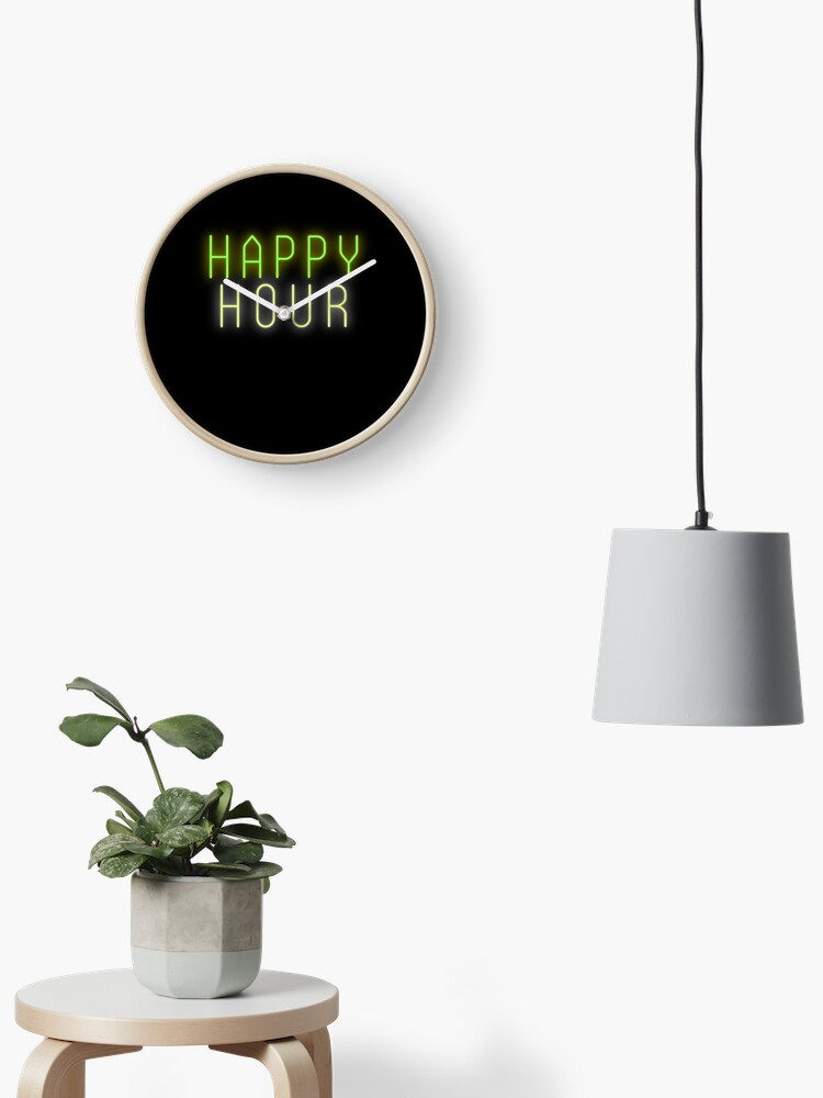 "Happy hour" Clock for Sale by mikenotis | Redbubble