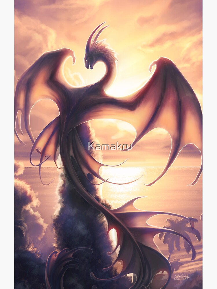 "Sunset Dragon" Sticker for Sale by Kamakru | Redbubble