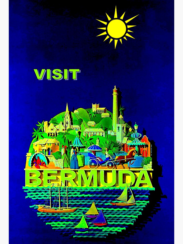 ""BERMUDA" Vintage Travel Advertising Print" Sticker by posterbobs ...
