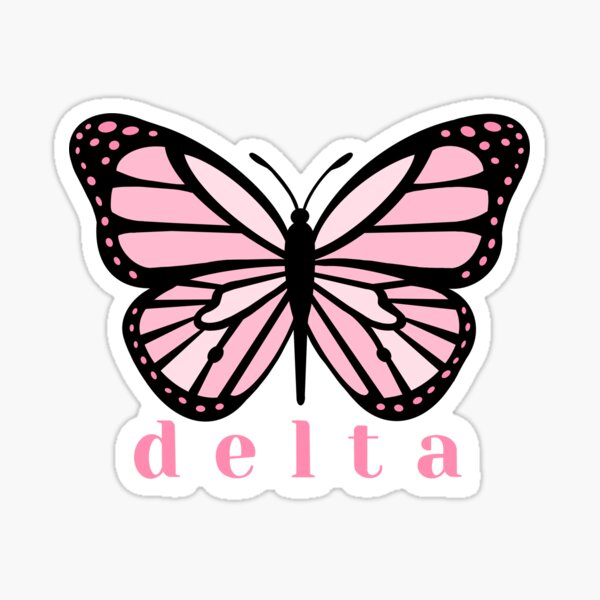 "delta - pink butterfly" Sticker for Sale by CamilleAlbers | Redbubble