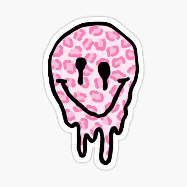 "Leopard print drippy smiley face" Sticker for Sale by ashleypearl ...