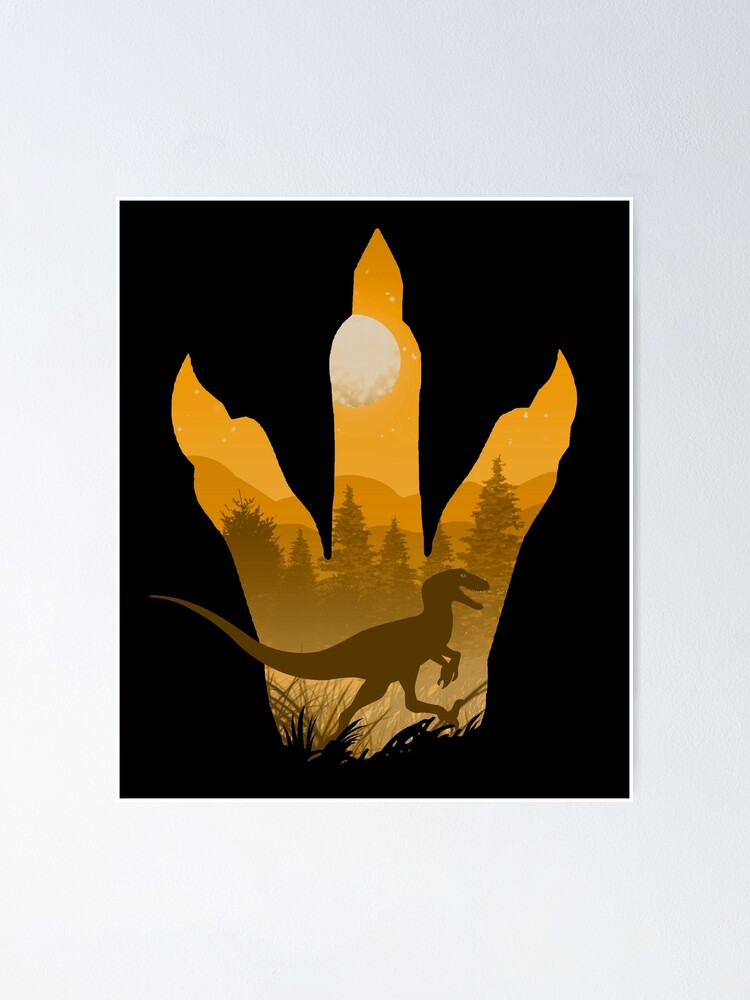 "Utahraptor Dinosaur at Night • Yellow" Poster for Sale by FalconArt ...