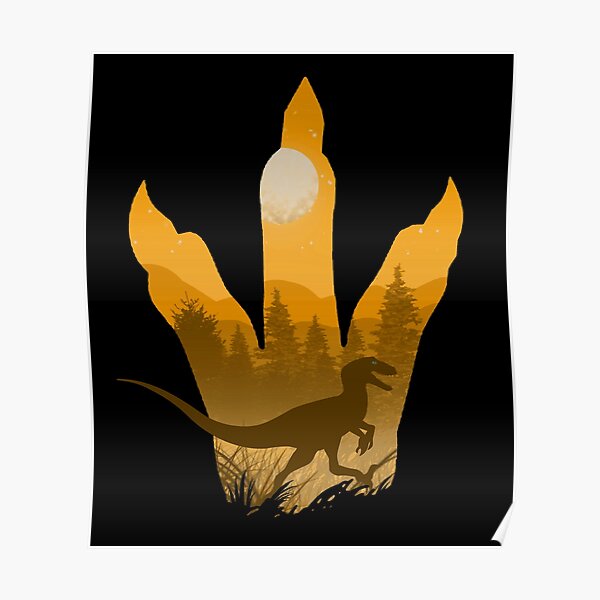 "Utahraptor Dinosaur at Night • Yellow" Poster for Sale by FalconArt ...