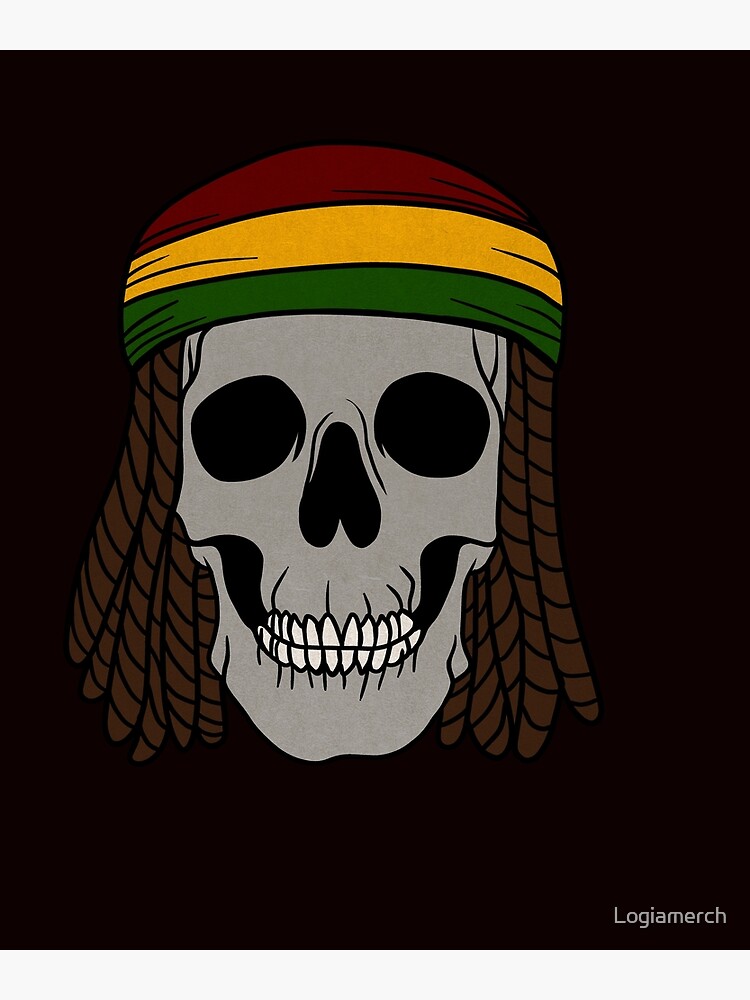 "Rasta Skull with Dreadlocks, Rastafarian, Jamaica " Poster for Sale by ...